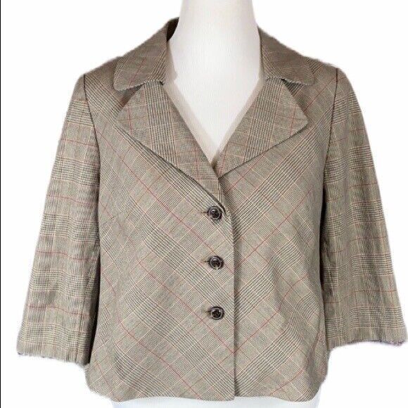 Anne Klein | Jackets & Coats | Anne Klein Ak Stretch 3 Button Blazer Plaid 4 | Poshmark
